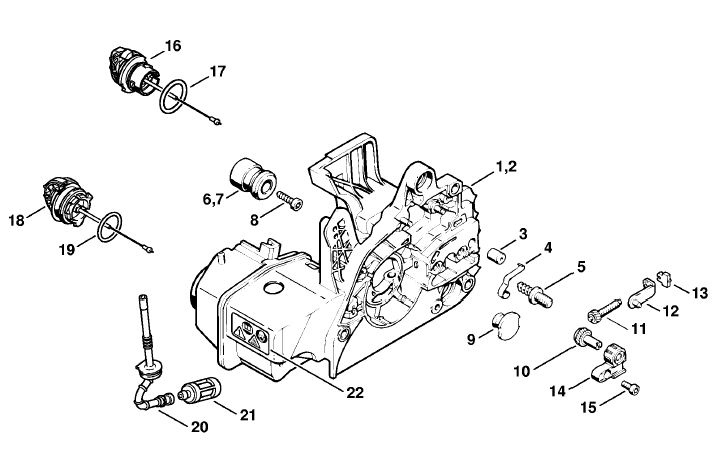 Stihl MS 250 Chainsaw (MS250 Z) Parts Diagram, Engine Housing