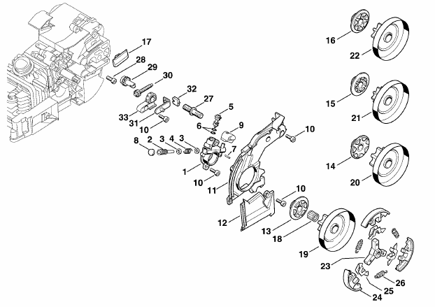 Stihl MS 200 Chainsaw (MS200) Parts Diagram, Oil pump - Clutch