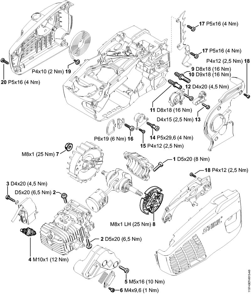 Stihl MS 193 CHAINSAW (MS 193 T ) Parts Diagram, MS193T-N-TIGHTENING ...