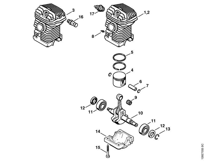 Stihl 023 Chainsaw (023L) Parts Diagram, Cylinder