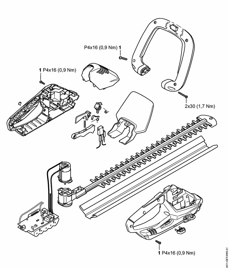 Stihl HSA 45 Cordless Hedgetrimmer (HSA 45) Parts Diagram, E TIGHTENING ...