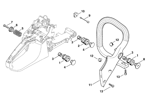 Stihl MS 270 Chainsaw (MS270) Parts Diagram, AV system - Handlebar