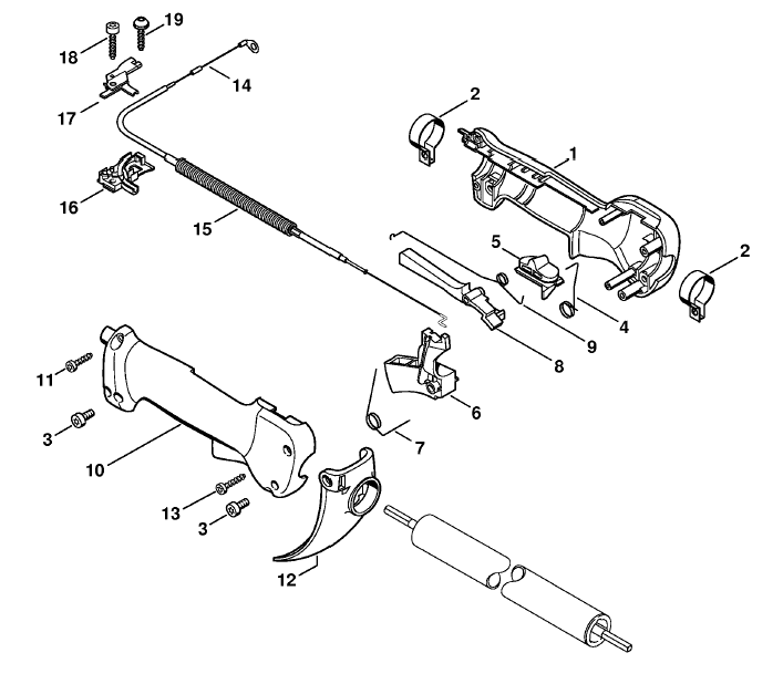 Stihl FR 480 Backpack Brushcutter (FR 480) Parts Diagram, Control handle