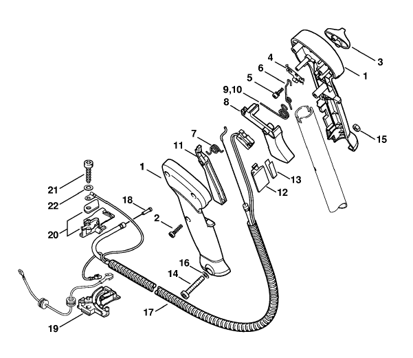 Stihl FS 480 Clearing Saw (FS480KZ) Parts Diagram, Control handle