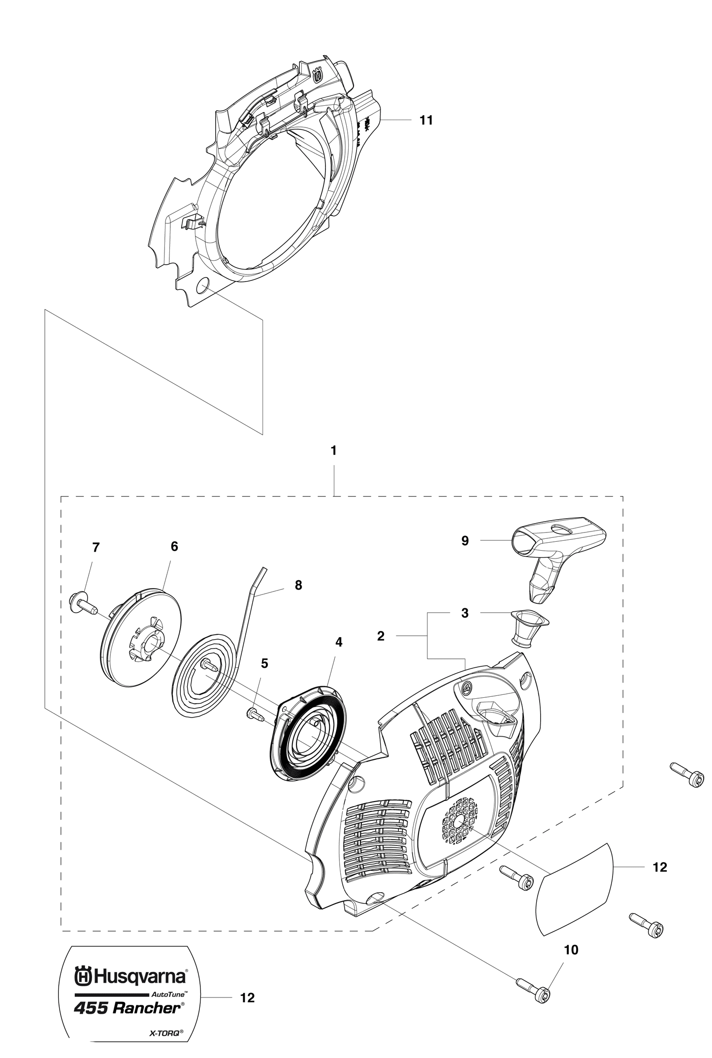 Husqvarna 455 Rancher Chainsaw (2012) Parts Diagram, Clutch & Oil Pump