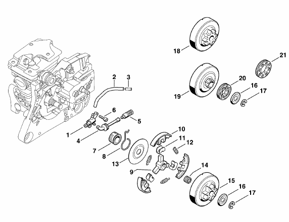 Stihl MS 270 Chainsaw (MS270) Parts Diagram, Oil pump - Clutch