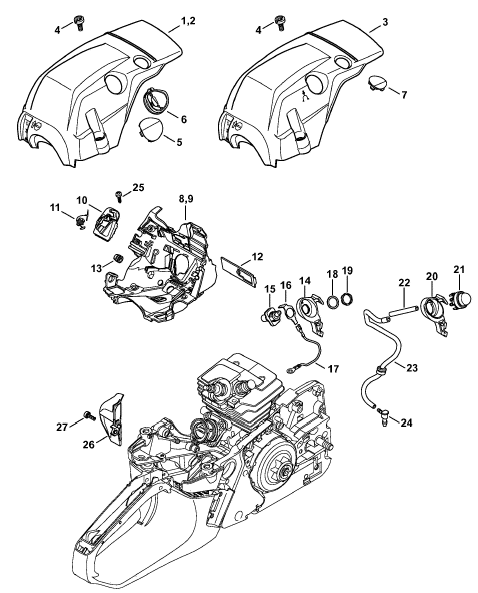 Stihl MS 241 Chainsaw (MS241 C-MVWZ) Parts Diagram, Shroud