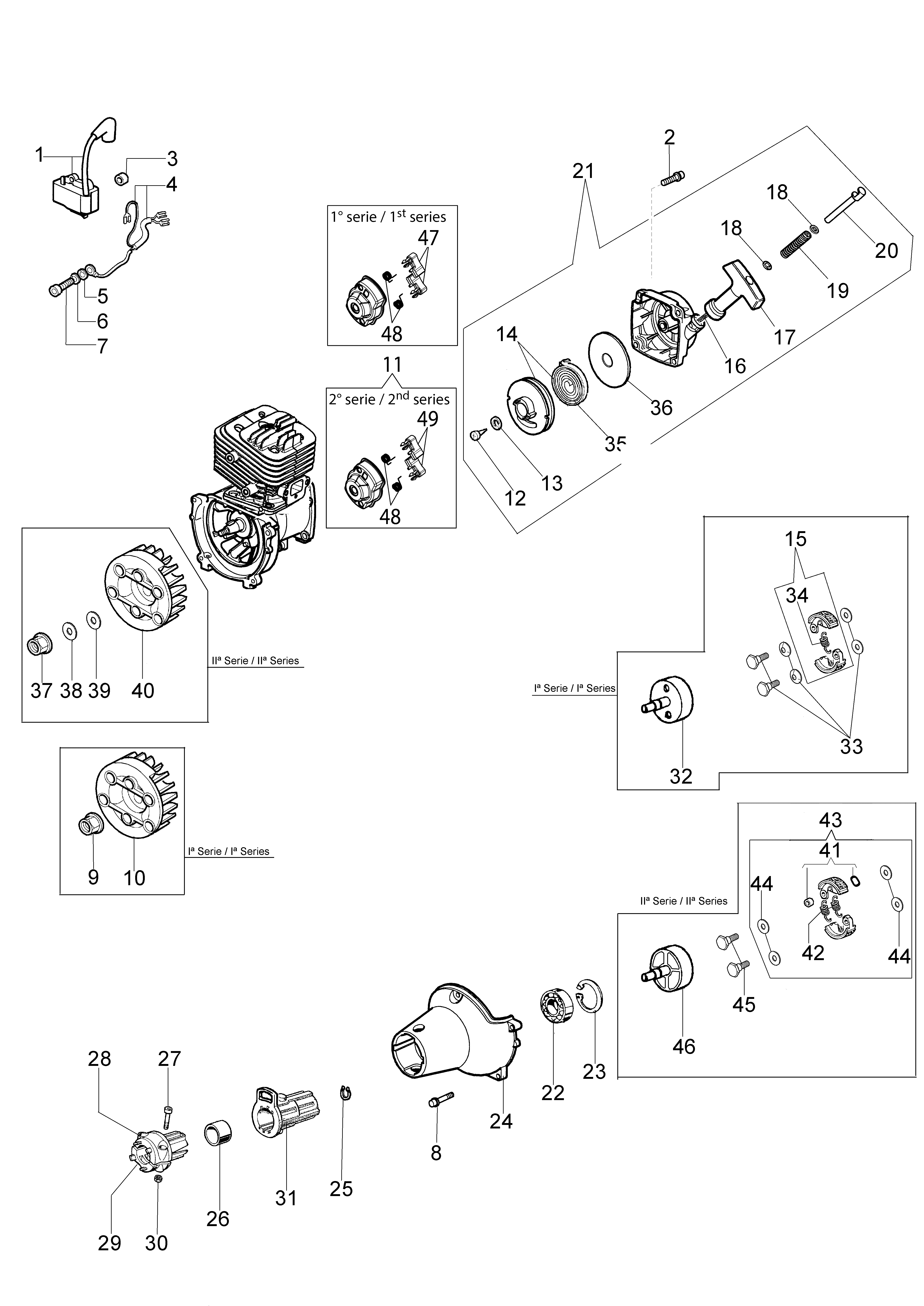 Oleo-Mac BC 280 T (BC 280 T) Parts Diagram, Starter assy and clutch