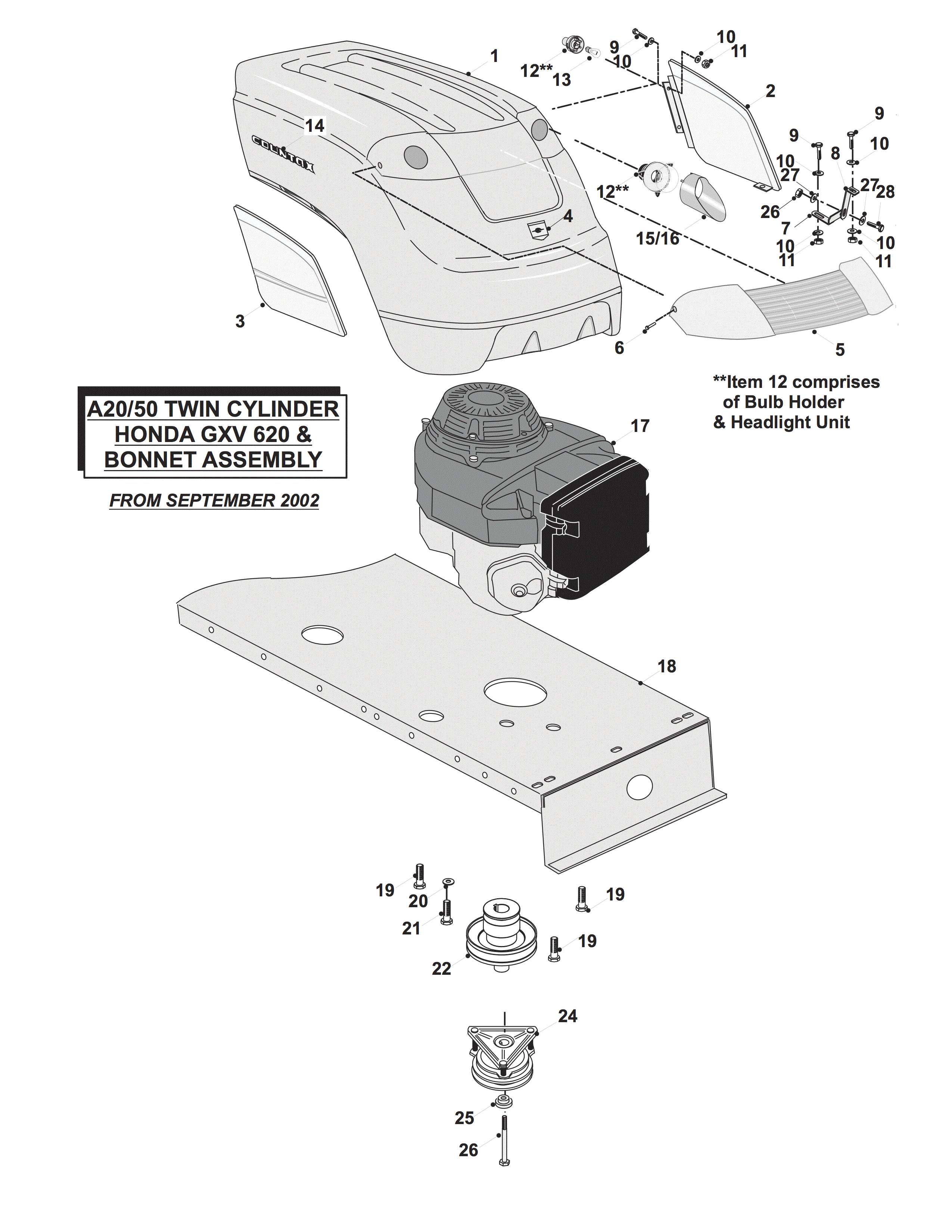 Countax A2050 Lawn Tractor 2004 (2004) Parts Diagram, MK-2 BONNET ...