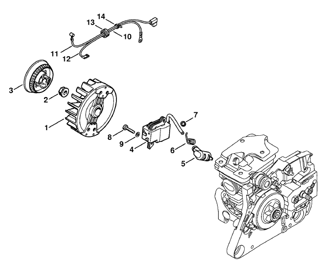 Stihl MS 270 Chainsaw (MS270 Z) Parts Diagram, Ignition System