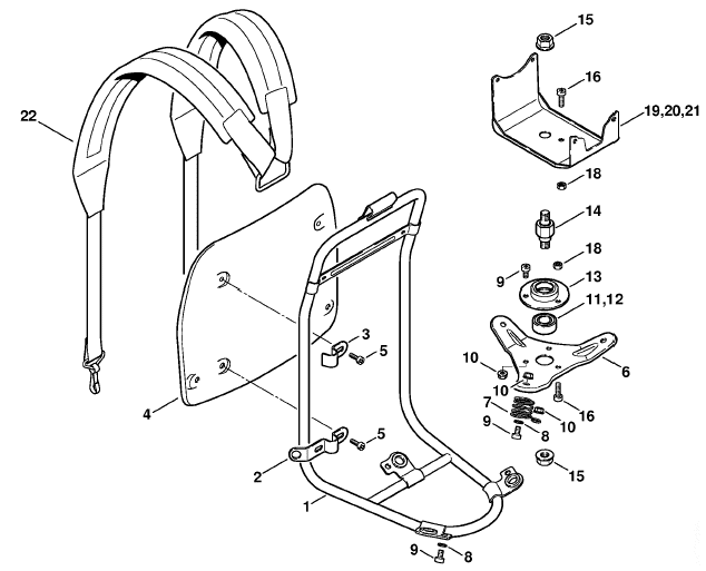 Stihl FR 145 Backpack Brushcutter (FR 145) Parts Diagram, Support Frame