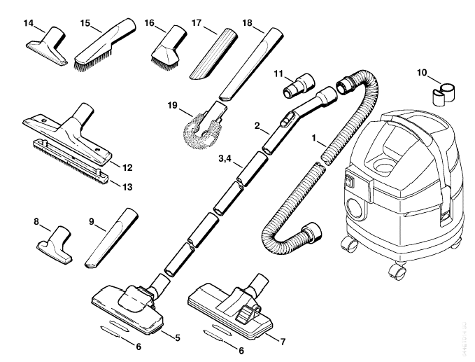 Stihl SE 60 C Vacuum Cleaner (SE60C) Parts Diagram, Tools