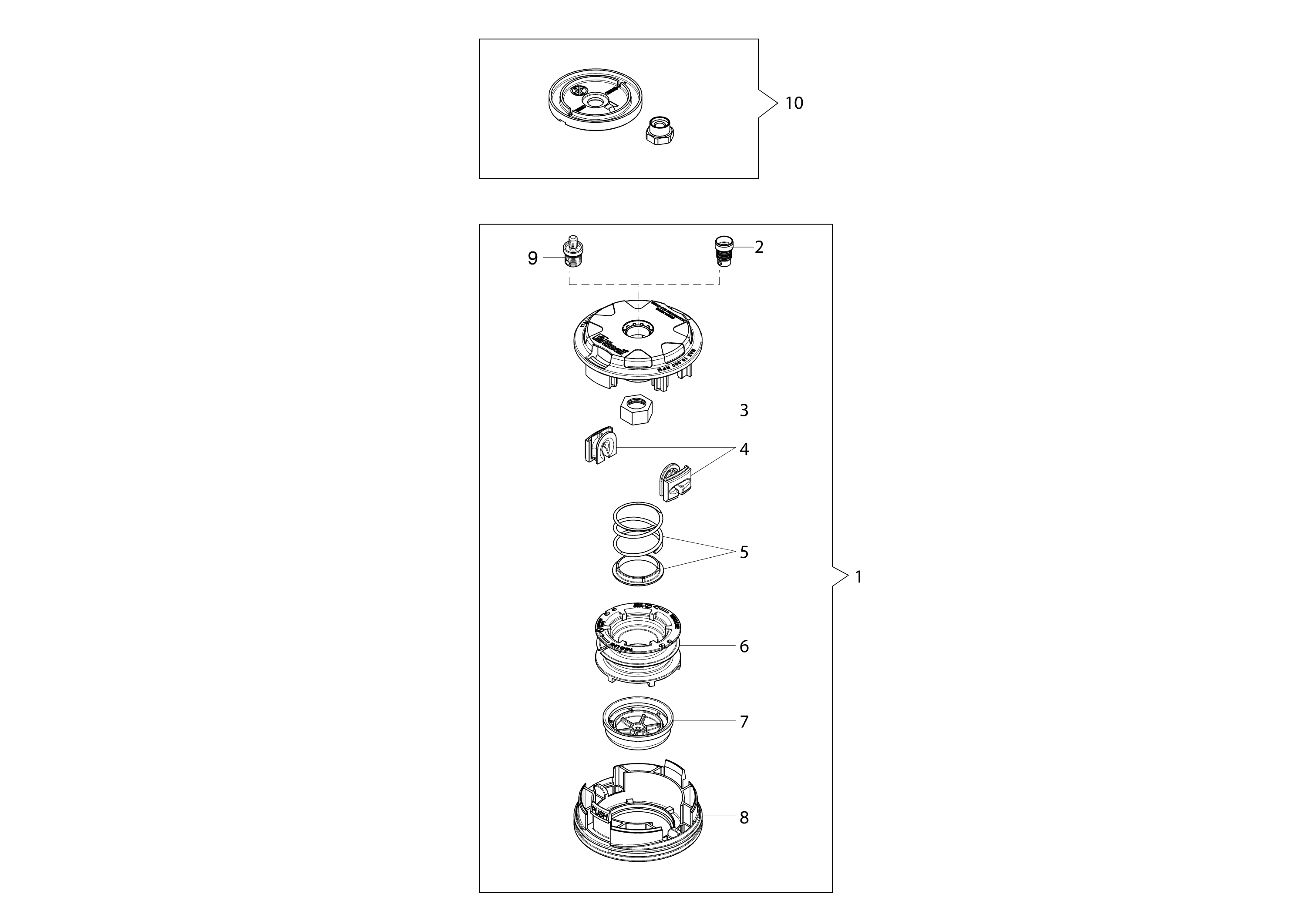 Oleo-Mac BCH 250 S (BCH 250 S) Parts Diagram, Head Tap&Go D.110