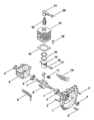 Stihl FS 66 Brushcutter (FS66R) Parts Diagram, A-Crankcase, Cylinder