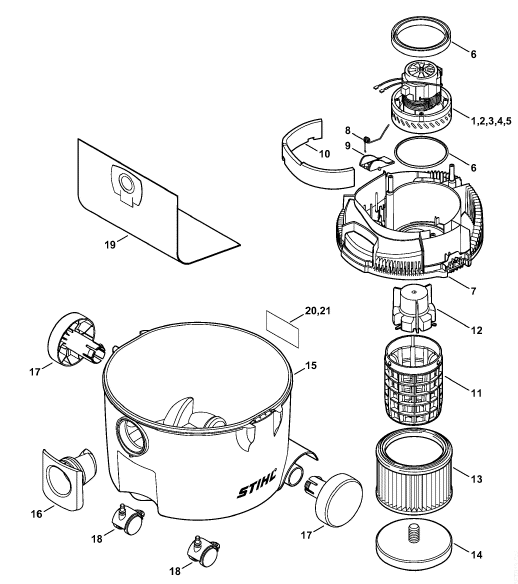 Stihl SE 61 Vacuum Cleaner (SE61) Parts Diagram, Electric motor