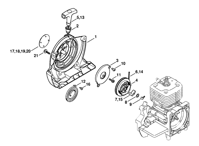 Stihl FS 480 Clearing Saw (FS480K) Parts Diagram, Rewind starter