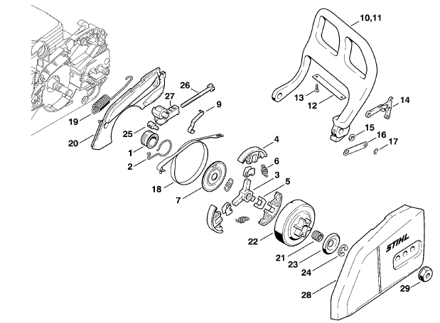 Stihl MS 180 Chainsaw (MS180&180C) Parts Diagram, Chain Brake