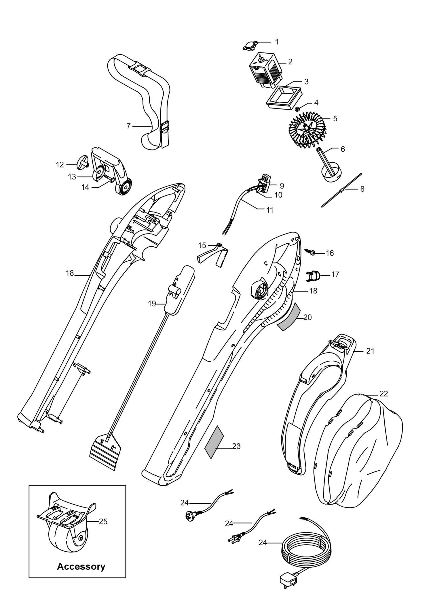 Flymo Garden Vac 2700 (9669527-01 (2008)) Parts Diagram, Page 1