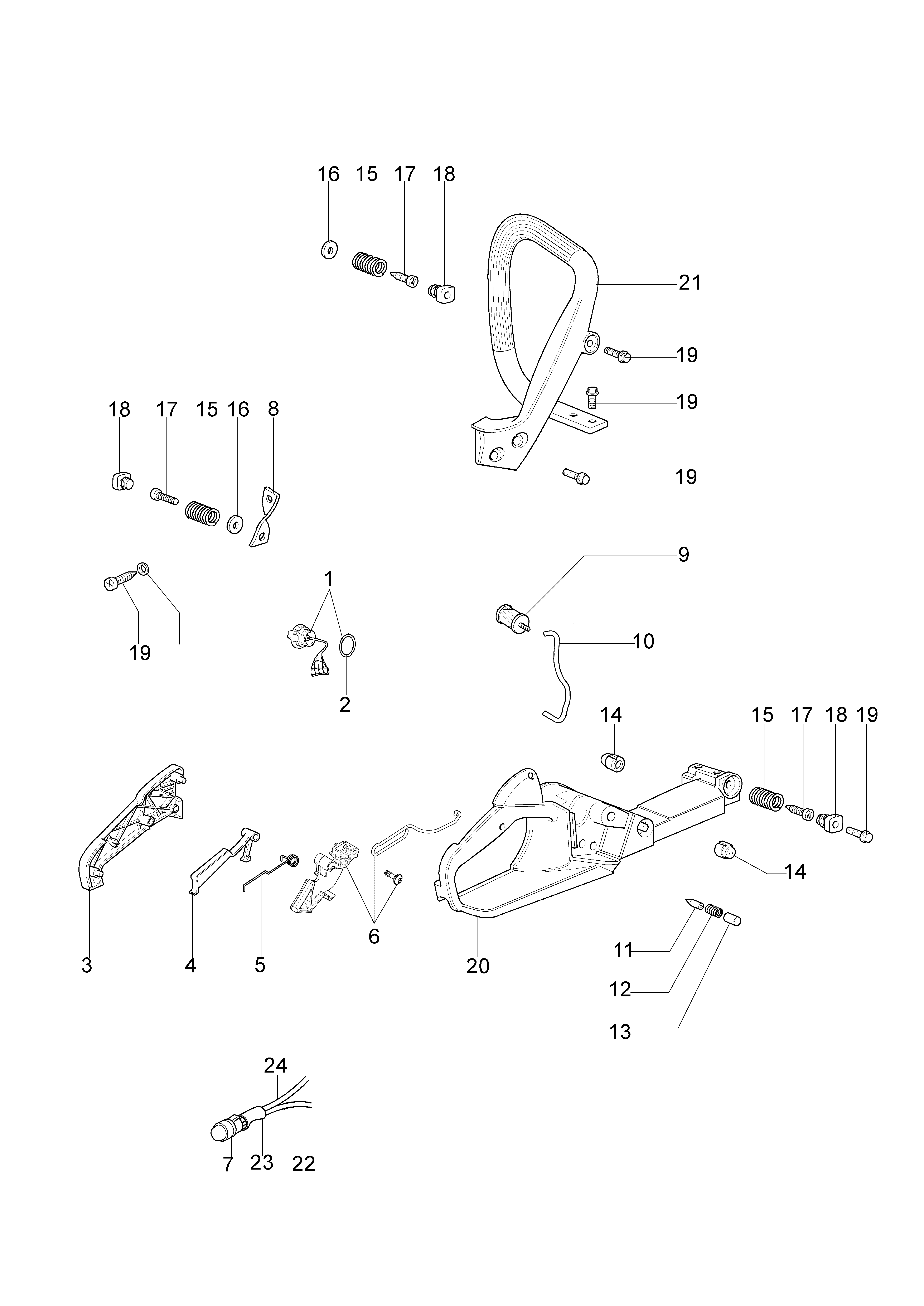 Oleo-Mac 941 CX (941 CX) Parts Diagram, Tank and handle