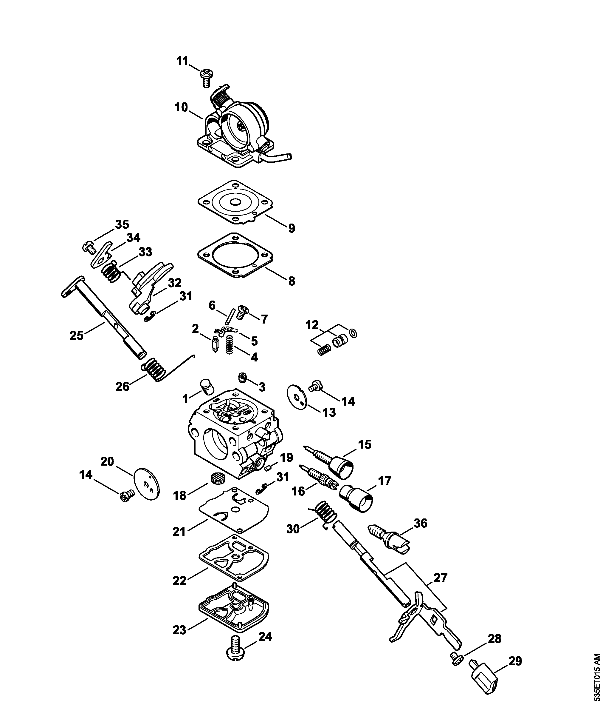 Stihl MS 181 Chainsaw (MS181CBE2Mix) Parts Diagram, Carburetor C1Q-S122C