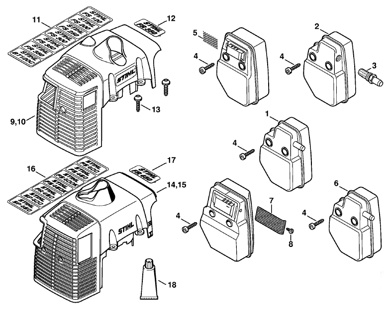 Stihl FR 480 Backpack Brushcutter (FR 480) Parts Diagram, Muffler
