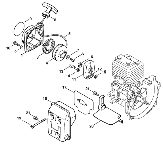 Stihl FR 145 Backpack Brushcutter (FR 145) Parts Diagram, Rewind Starter