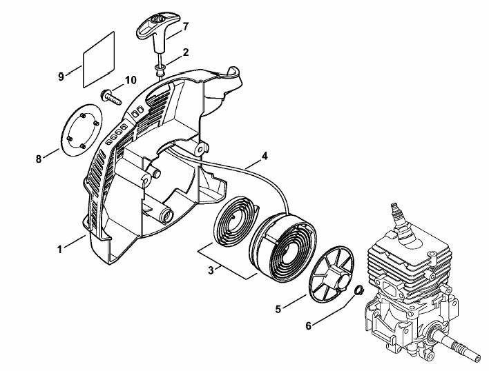 Stihl HT 56C Pole Pruner (HT56C) Parts Diagram, Rewind Starter