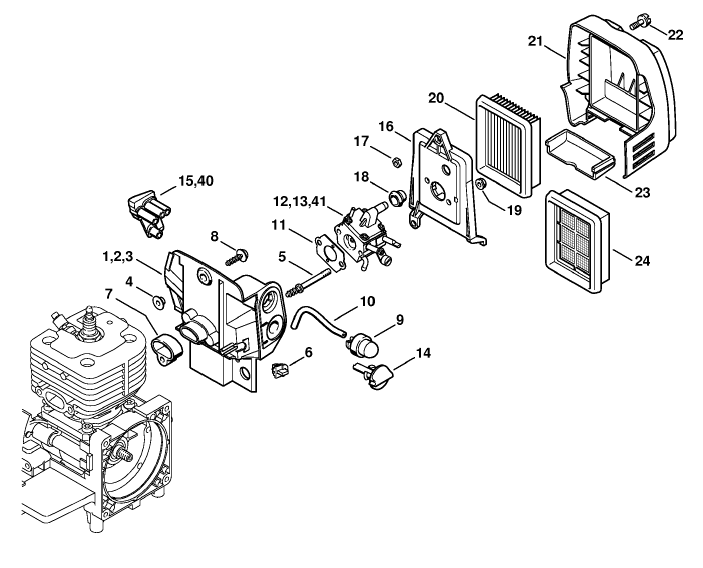 Stihl FS 480 Clearing Saw (FS480Z) Parts Diagram, Carburetor housing