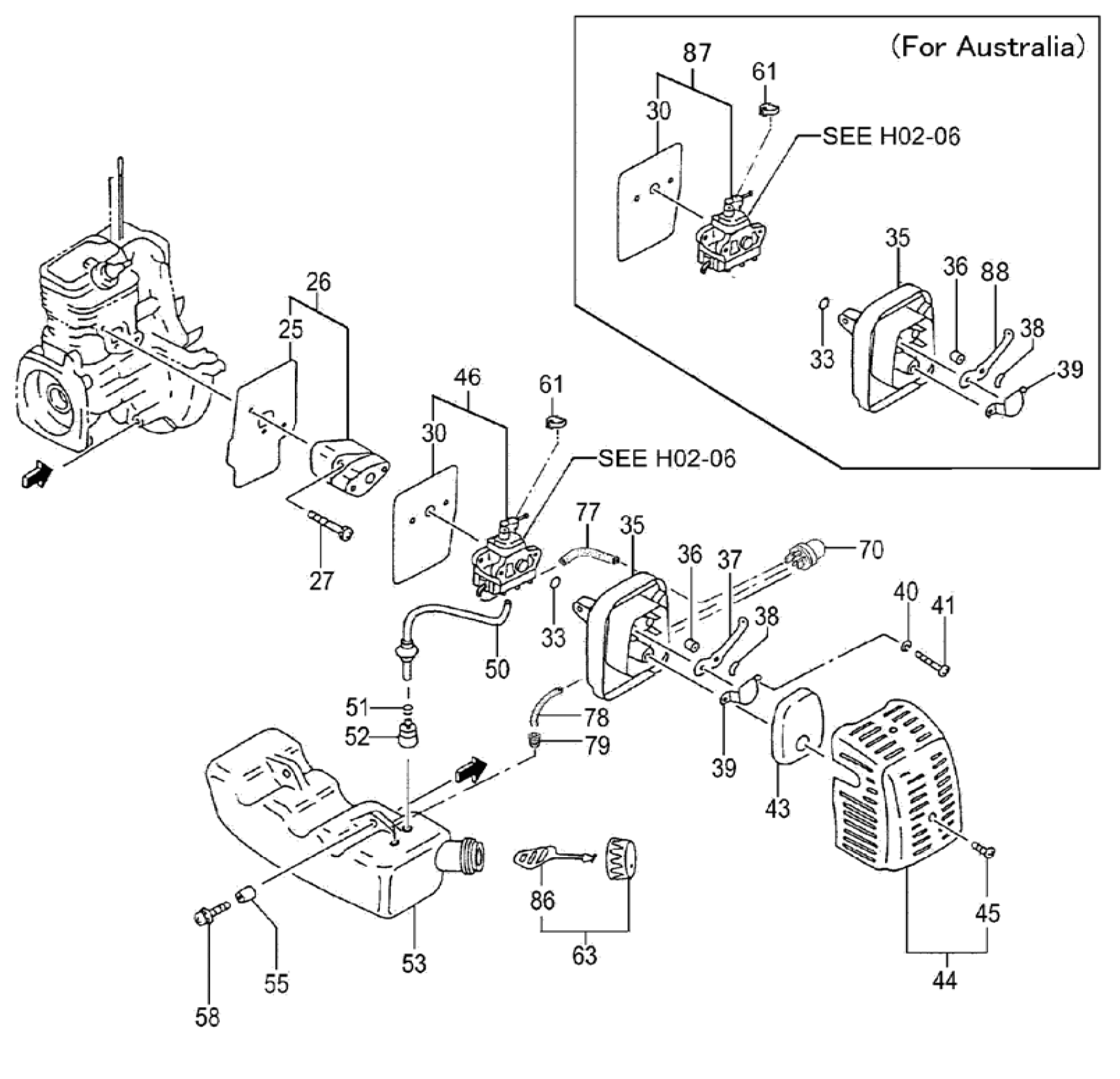 Tanaka THT-210-B (1624-H02) Parts Diagram, ENGINE-1(SERIAL NO.B026001-)