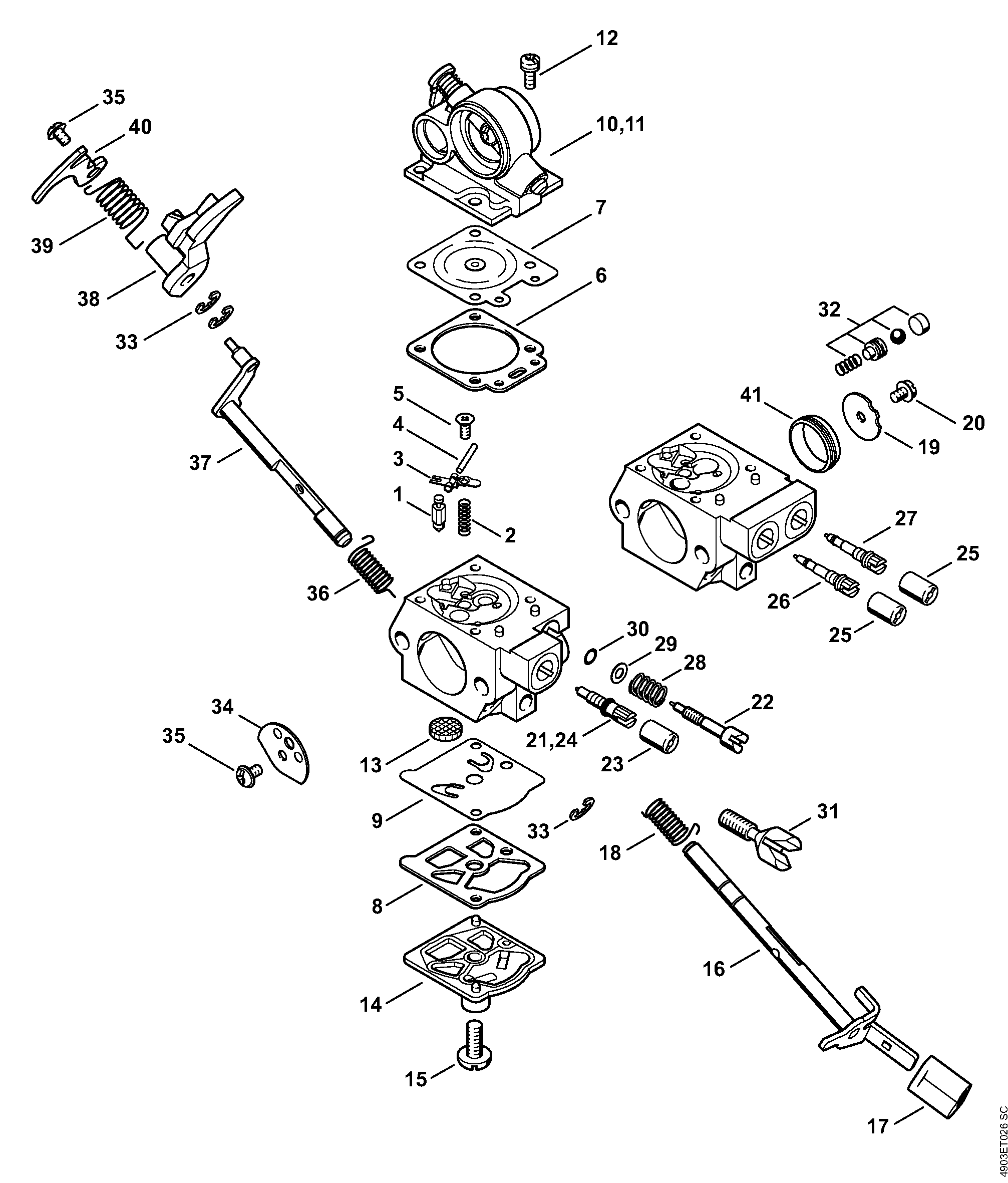 Stihl MS 391 Chainsaw (MS391 2-Mix) Parts Diagram, Carburetor WTE-9A