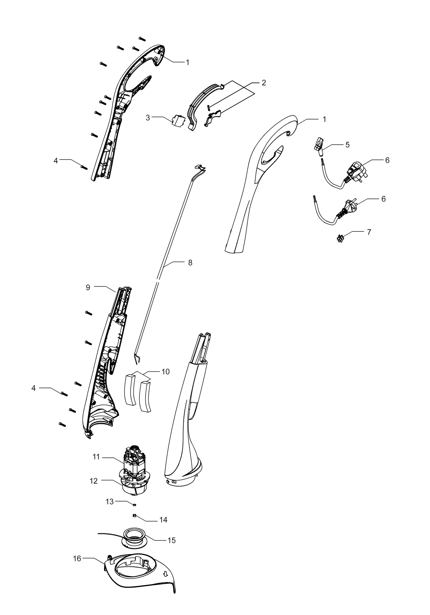Flymo Mini Trim ST (9669519-01 (2009)) Parts Diagram, Page 1