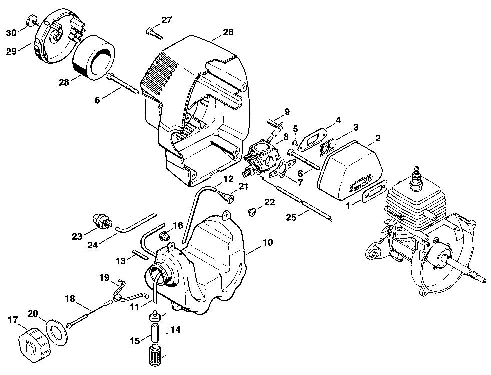 Stihl FS 36 Brushcutter (FS36) Parts Diagram, C-Muffler, Shroud