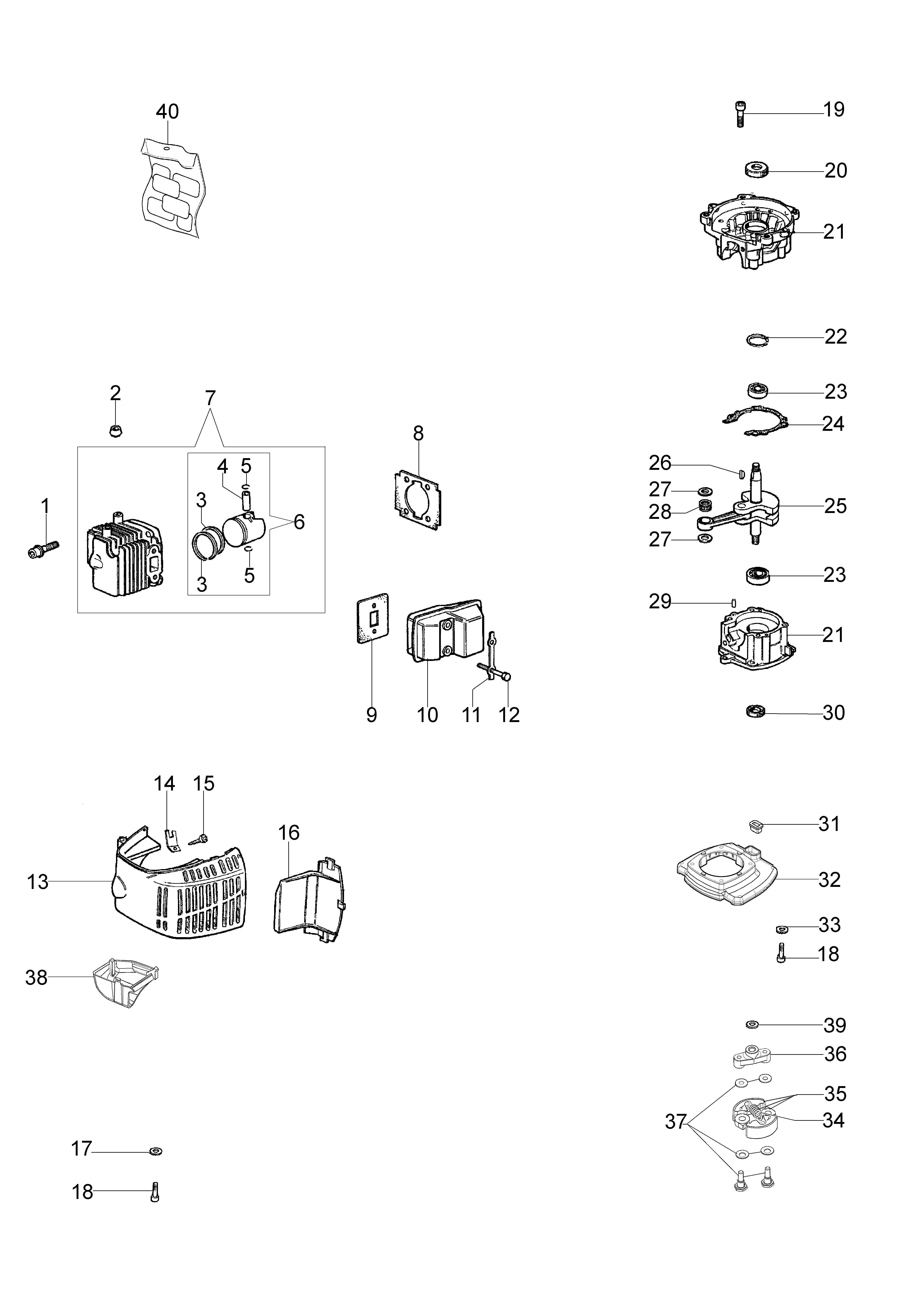 Oleo-Mac HC 275 XP (HC 275 XP) Parts Diagram, Motor assy