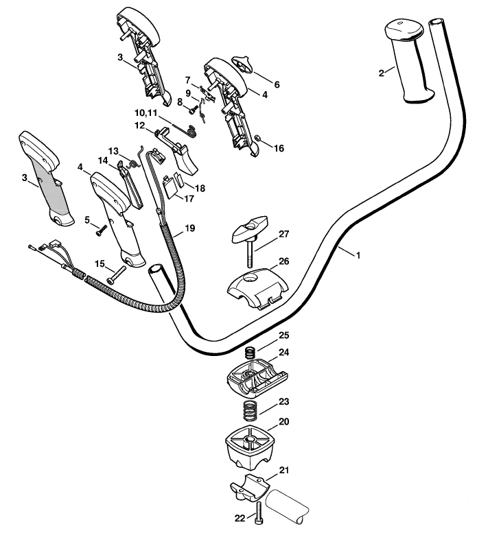 Stihl FS 90 Brushcutter (FS90-Z) Parts Diagram, Bike handle
