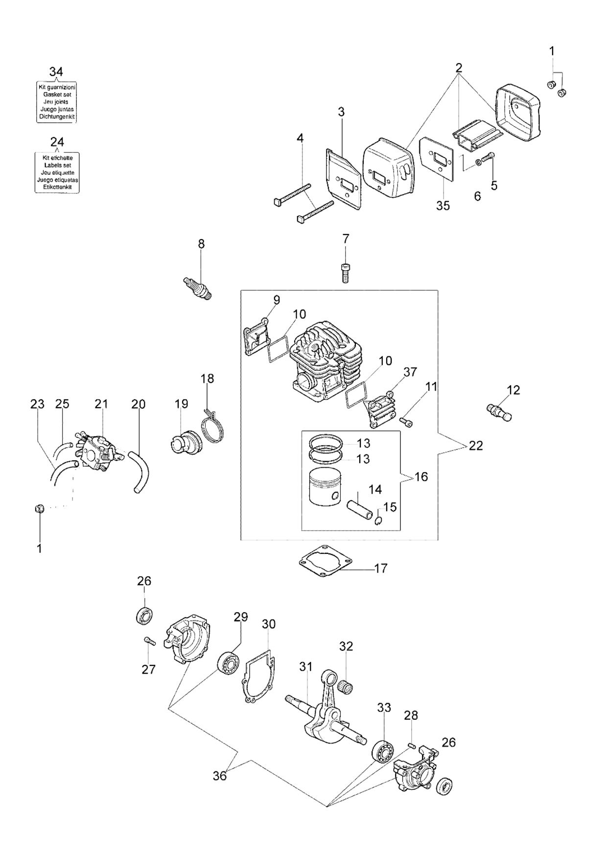 Efco 147 Petrol Chainsaw (2010) Parts Diagram, Page 1