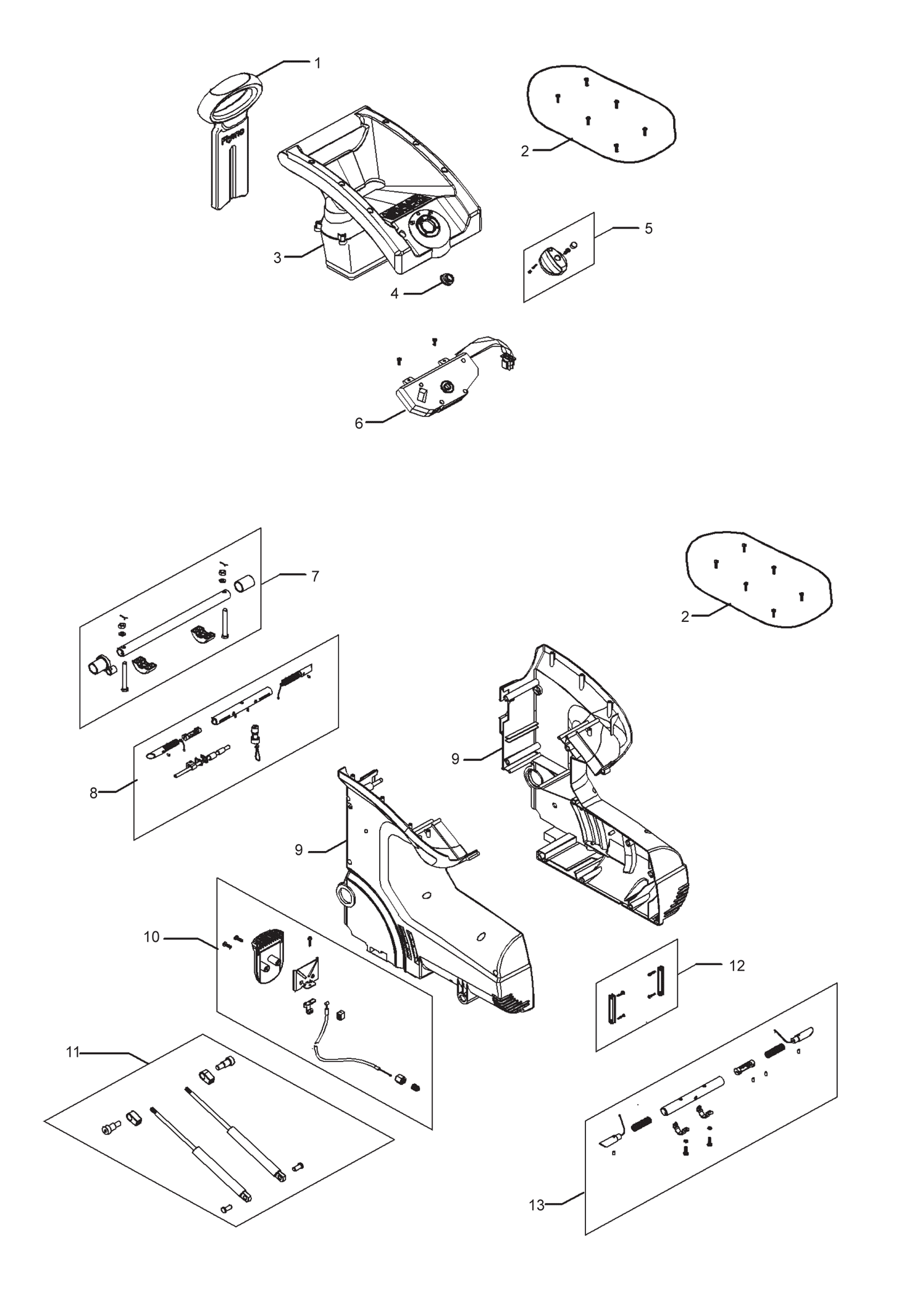 Flymo Pac A Shredder (9640114-62 (2007)) Parts Diagram, Page 1