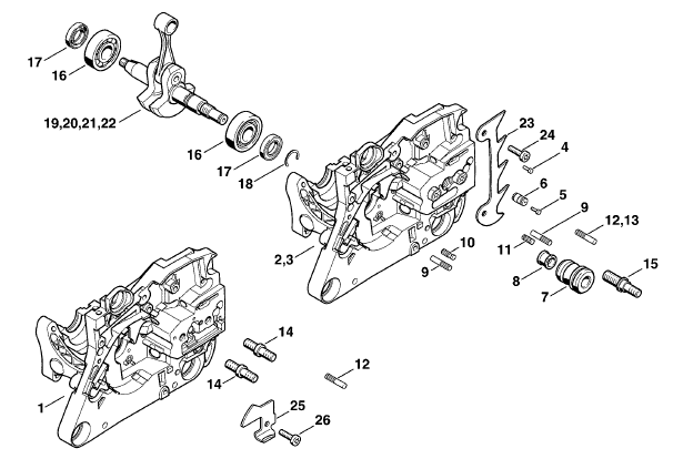 Stihl MS 270 Chainsaw (MS270) Parts Diagram, Crankcase