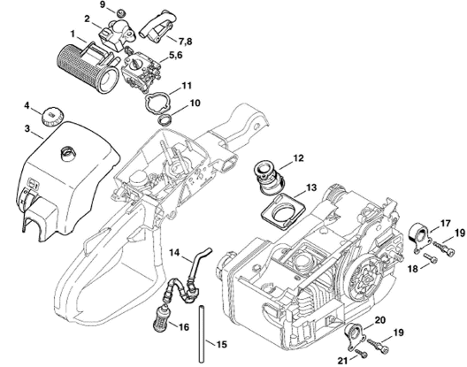 Stihl MS 200 Chainsaw (MS200) Parts Diagram, Air filter MS 200