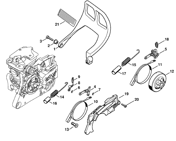 Stihl MS 270 Chainsaw (MS270 C-B) Parts Diagram, Chain brake