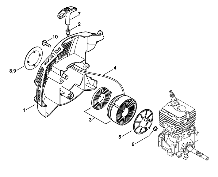 Stihl FS 50 Brushcutter (FS50C-ELZ) Parts Diagram, Rewind starter ...