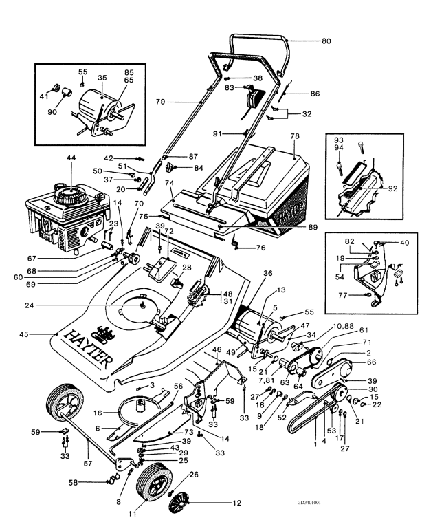 Hayter Harrier 56 (340) Lawnmower (340001001-340002604) Parts Diagram ...
