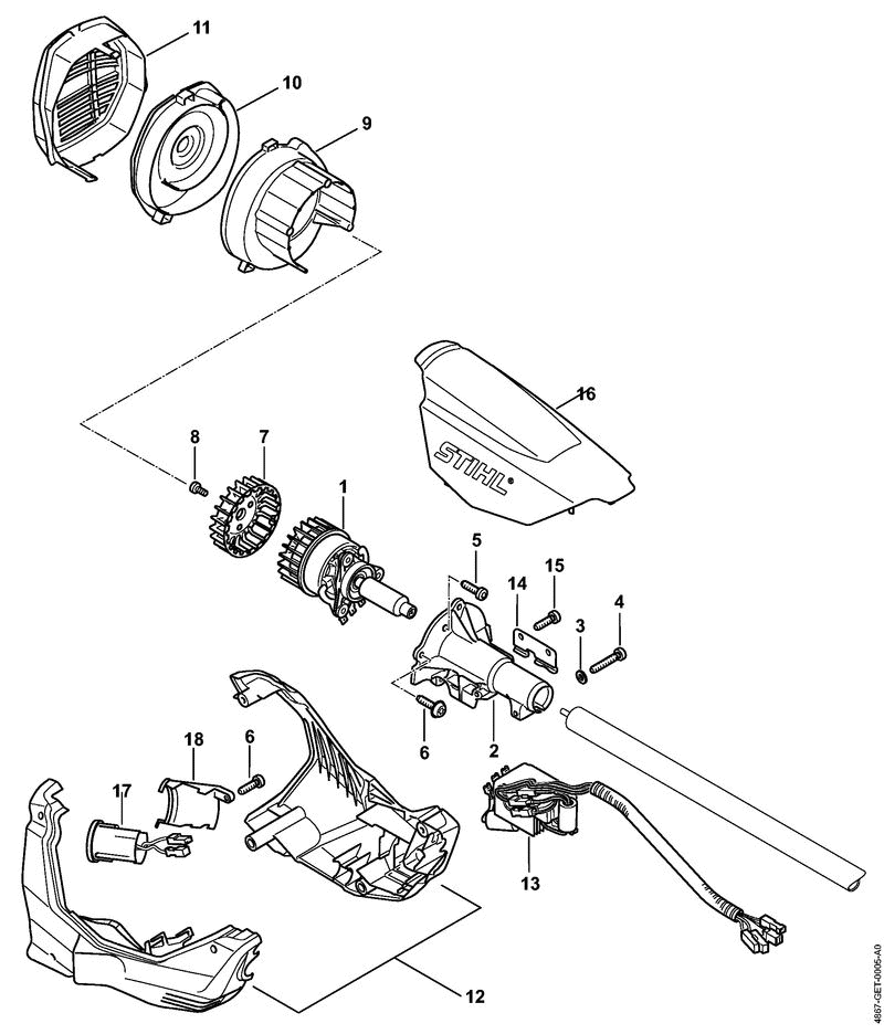 Stihl FSA 130 Cordless Brushcutter (FSA 130) Parts Diagram, B ELECTRIC ...