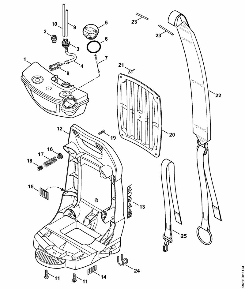 Stihl BR 200 Backpack Blower (BR 200) Parts Diagram, H FUEL TANK