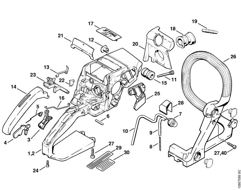 Stihl 023 Chainsaw (023) Parts Diagram, Handle Housing