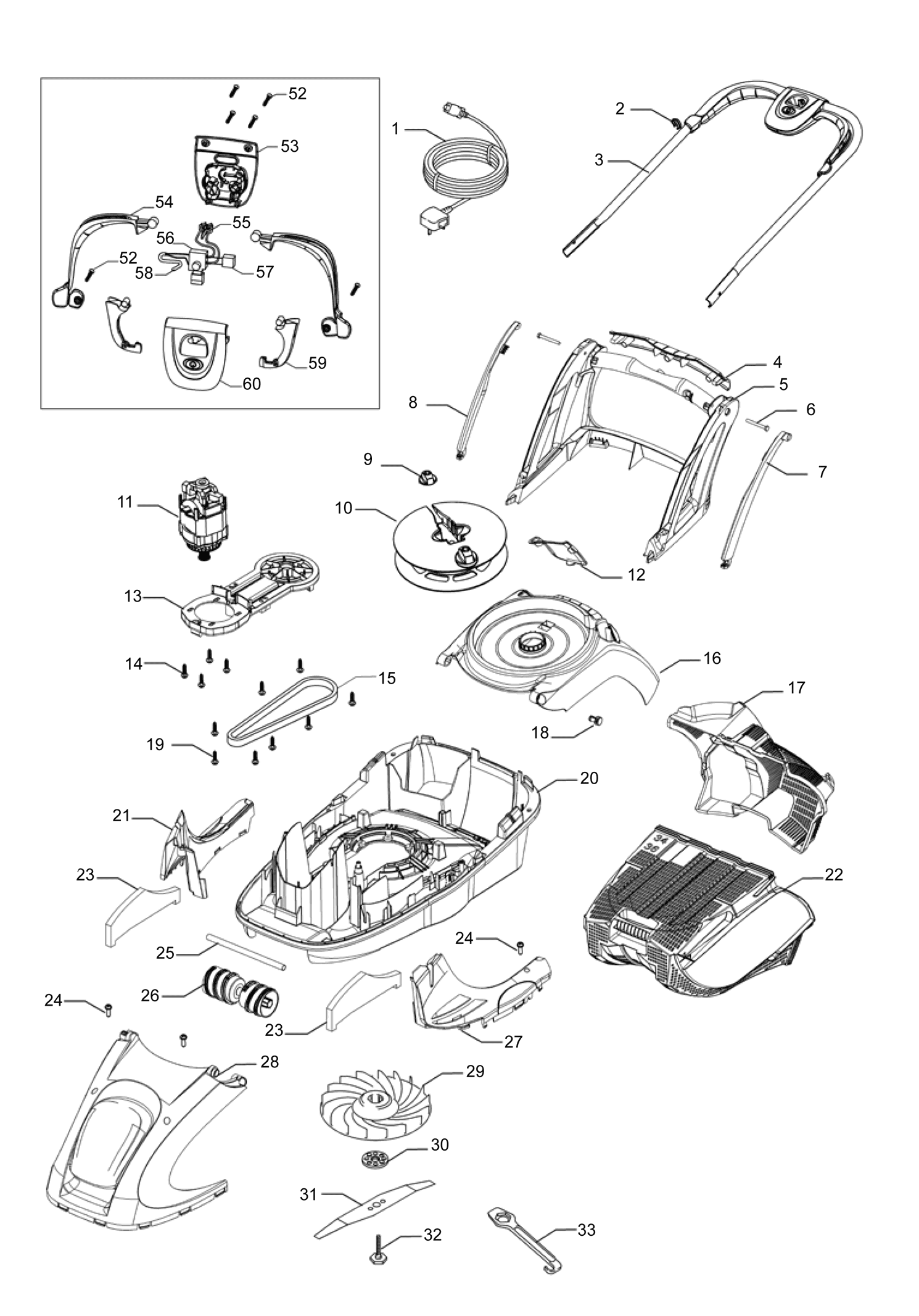 Flymo Glide Master 360 (9669530-01 (2010)) Parts Diagram, Page 1
