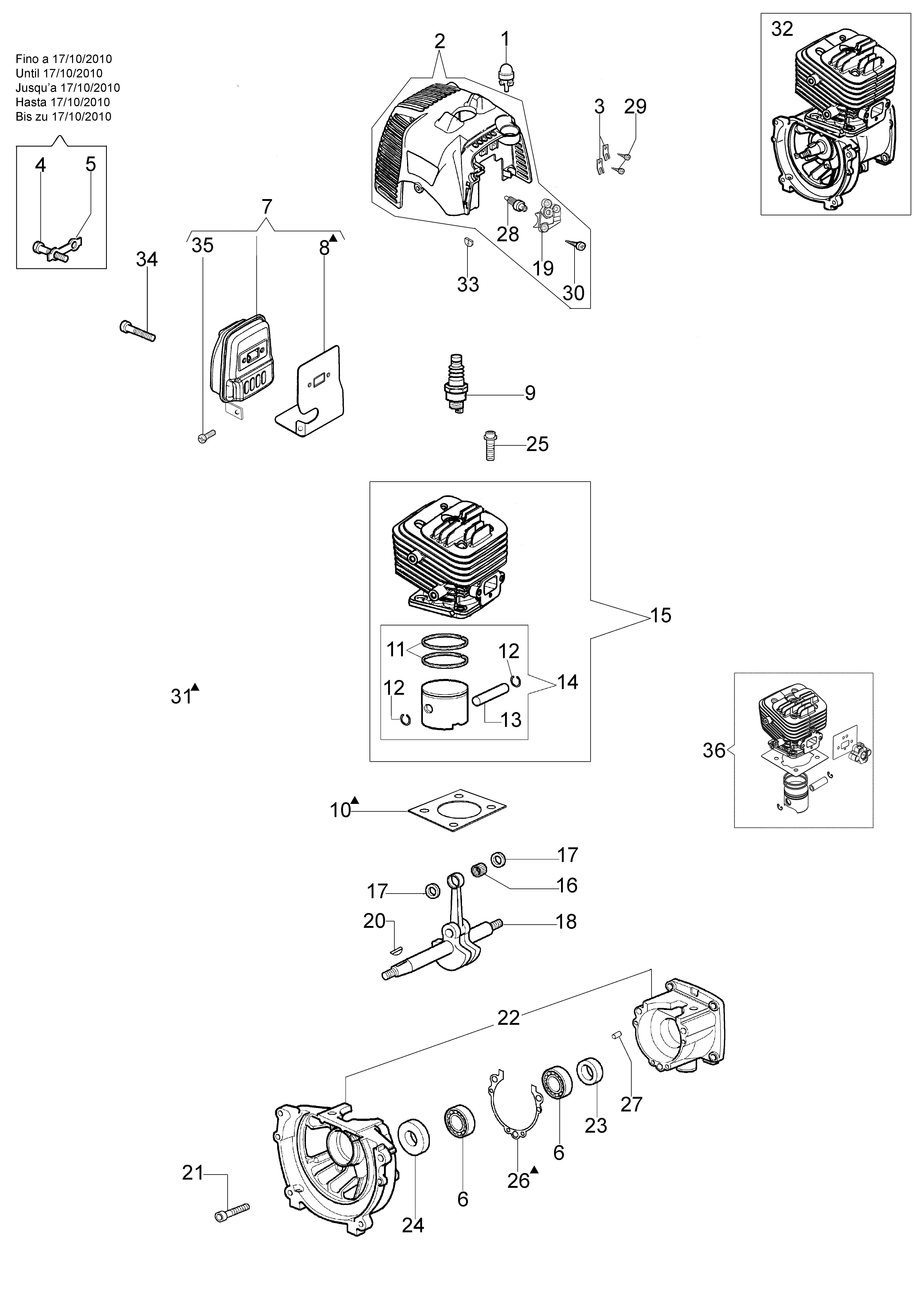 Oleo-Mac BC 280 T (BC 280 T) Parts Diagram, Engine