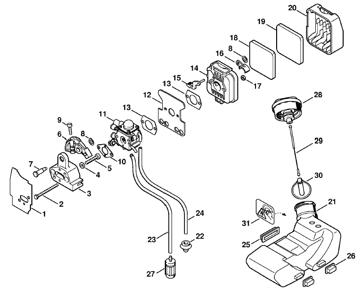 Stihl FC 85 Edger (FC 85) Parts Diagram, Air filter