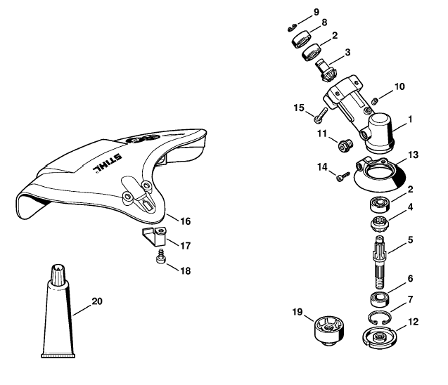 Stihl FS 100 Brushcutter (FS 100) Parts Diagram, Gear Head