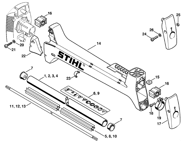 Stihl FS 480 Clearing Saw (FS480K) Parts Diagram, Drive tube assembly