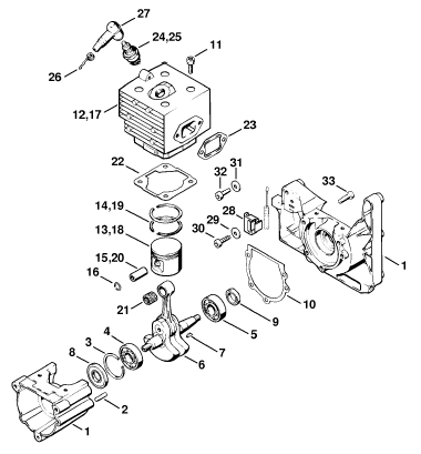 Stihl BR 380 Backpack Blower (BR 380) Parts Diagram, Crankcase Cylinder